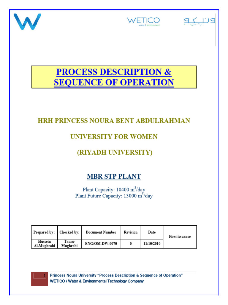 01 - Process Description & Sequence of Operation | PDF | Sewage Treatment | Industrial Processes