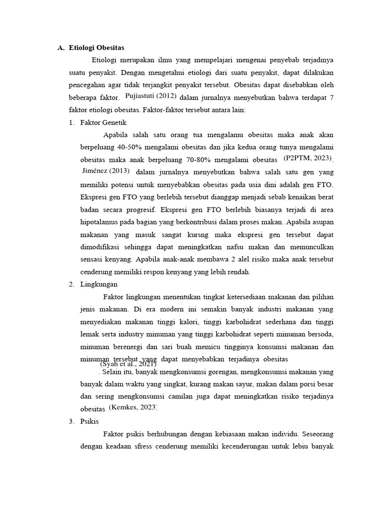 Faktor Penyebab Obesitas Terperinci | PDF