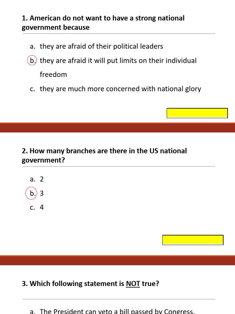 American Do Not Want To Have A Strong National Government Because | PDF ...