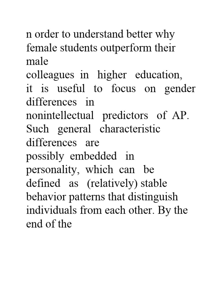 Gender Differences in Academic Performance | PDF | Extraversion And ...
