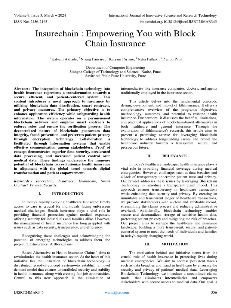 Insurechain: Empowering You With Block Chain Insurance | PDF | Computer ...