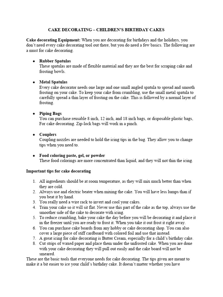 CAKE DECORATINGCHILDRENS BIRTHDAY CAKES | PDF | Cakes | Icing (Food)