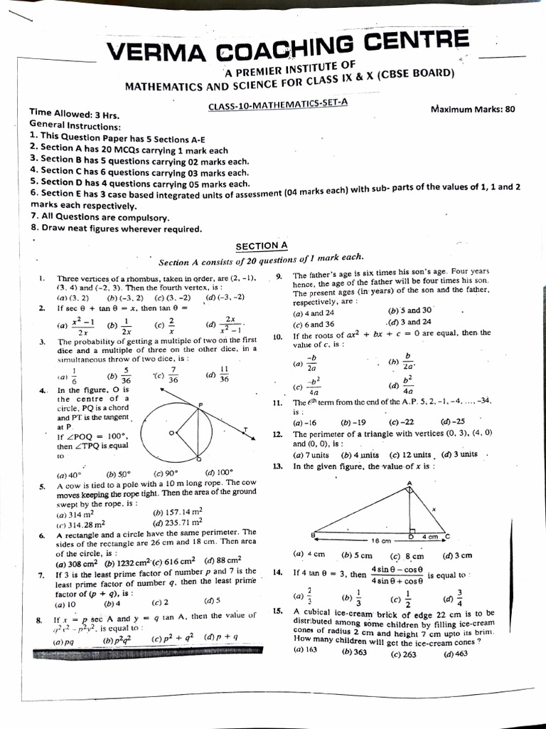 Class 10th Full Maths Exam | PDF | Sphere | Circle