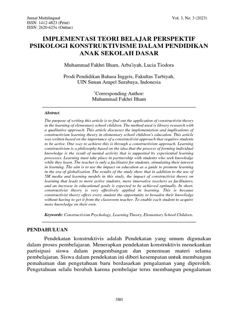 Jurnal Multilingual | PDF | Constructivism (Philosophy Of Education) | Pedagogy