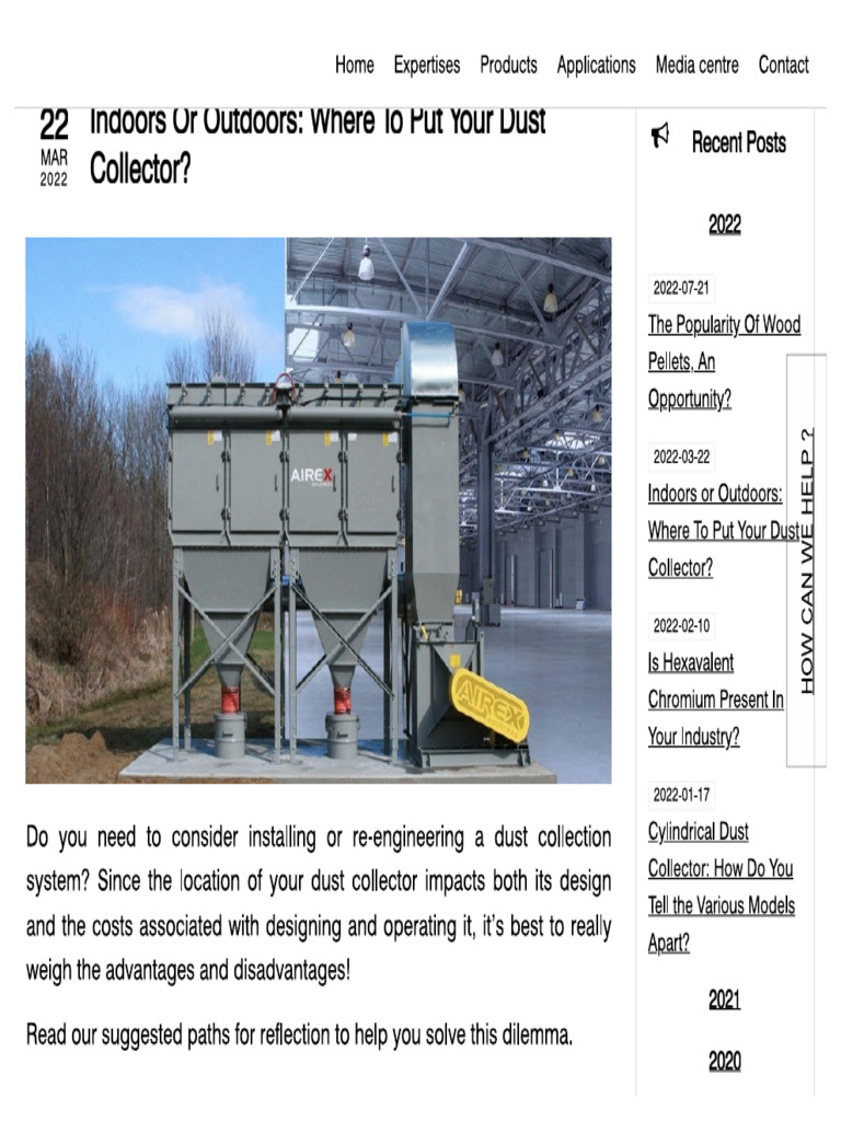 Indoors or Outdoors - Where To Put Your Dust Collector | PDF