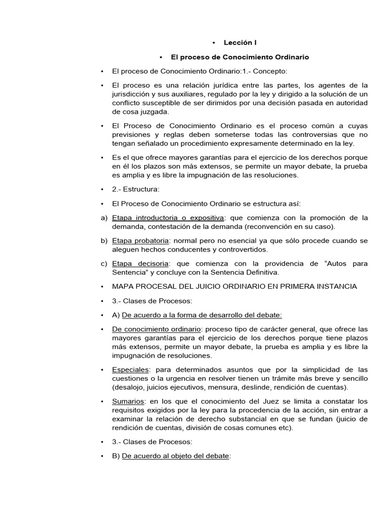 Esquema - Lección I | PDF | Demanda judicial | Sentencia (ley)