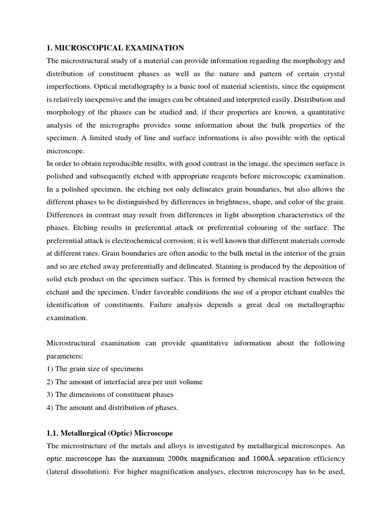 Microscopic Examination of Materials | PDF | Electromagnetism | Microscopy