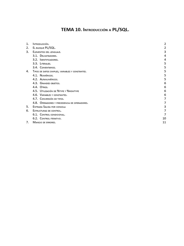 Tema10. - Introducción A PL SQL | PDF | Pl / Sql | SQL