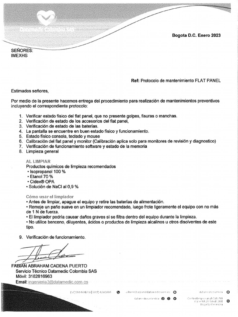 Protocolo Mantenimiento | PDF