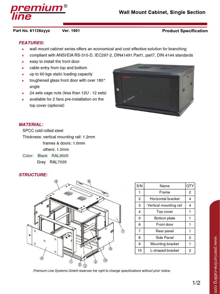 Wall Mount Cabinet Specs & Options | PDF | Door | Wall