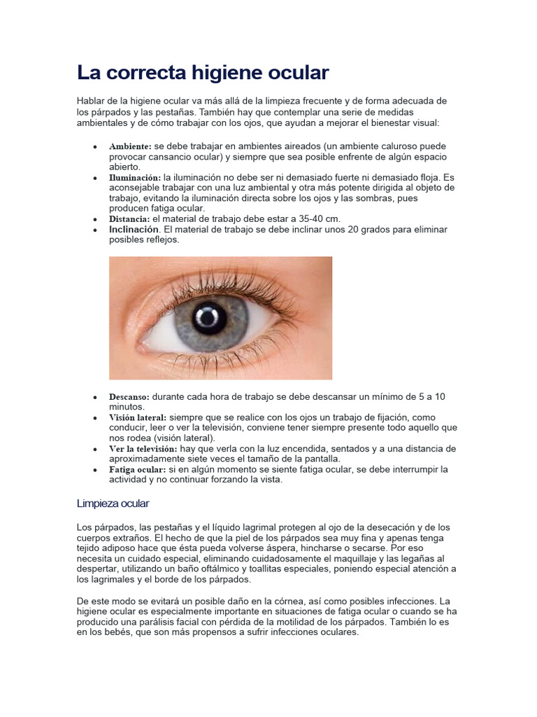 La Correcta Higiene Ocular | PDF | Ojo | Medicina CLINICA