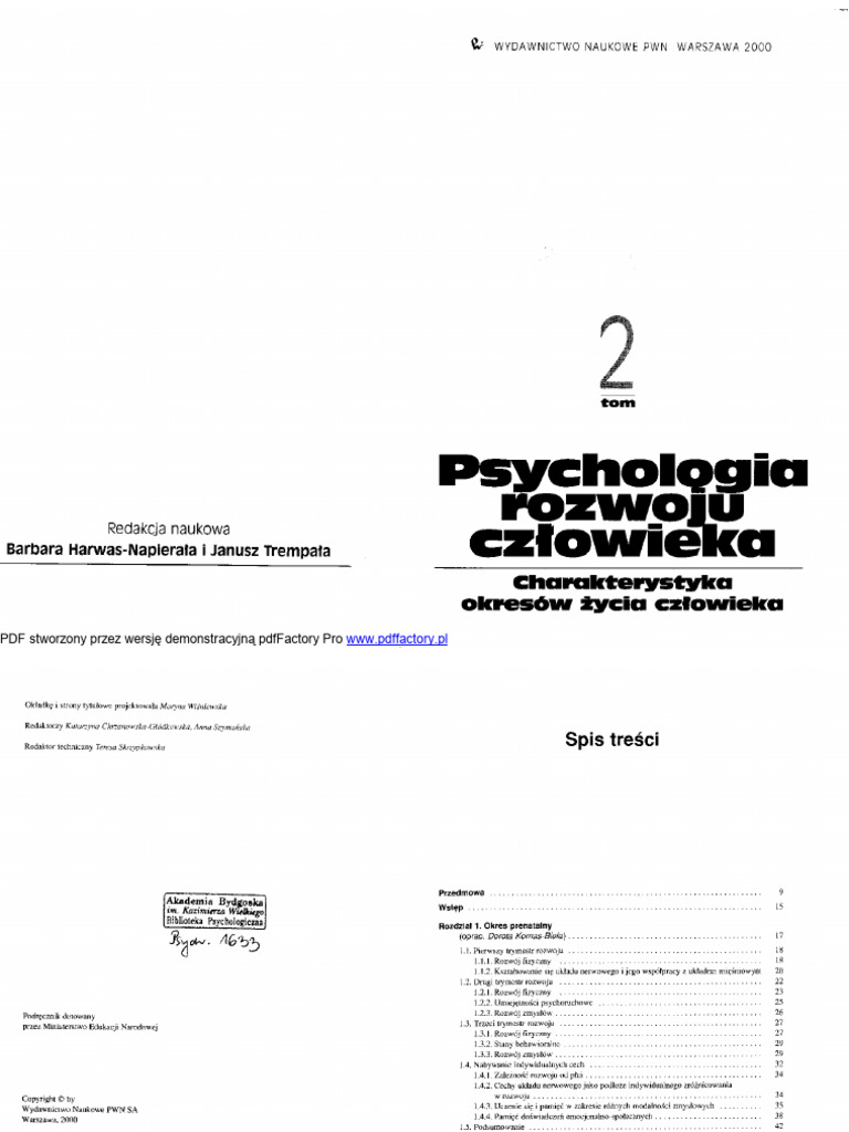 Harwas Napierala Trempala Psychologia Rozwoju Czlowieka Tom 2 | PDF