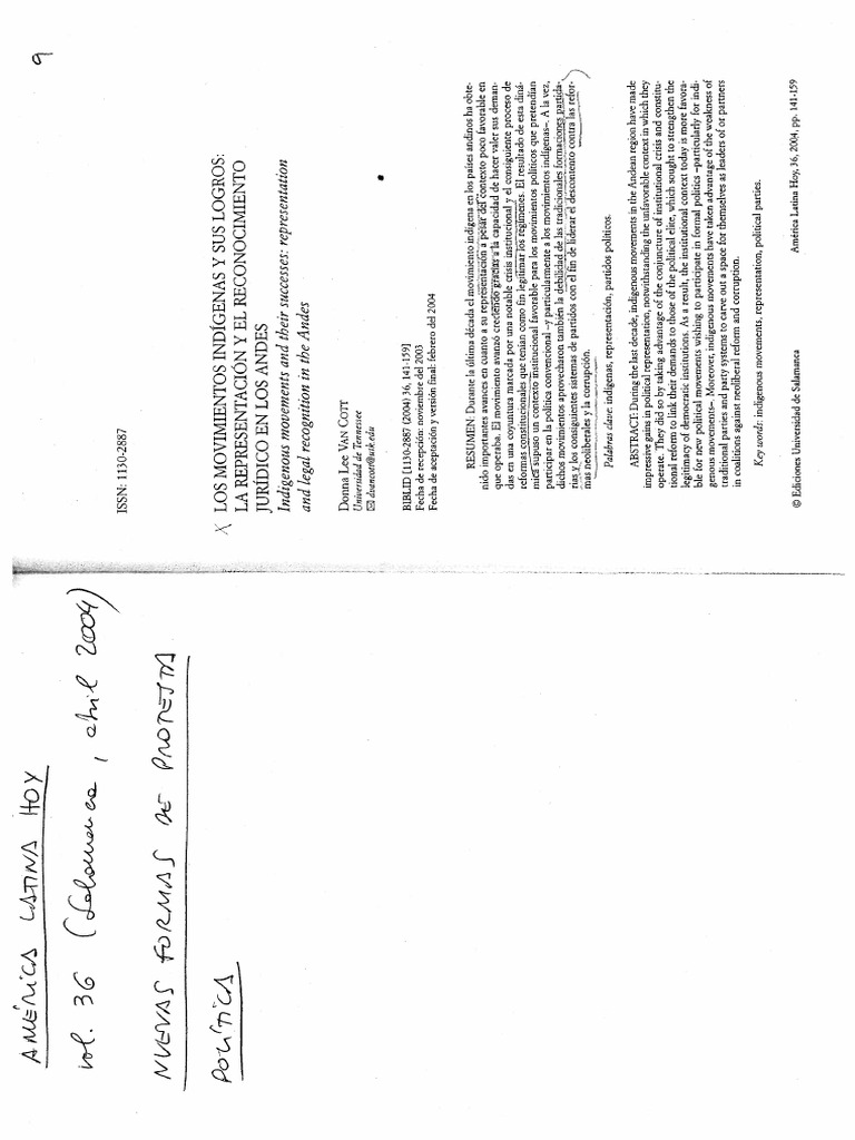 VAN COTT-movimientos Indígenas | PDF