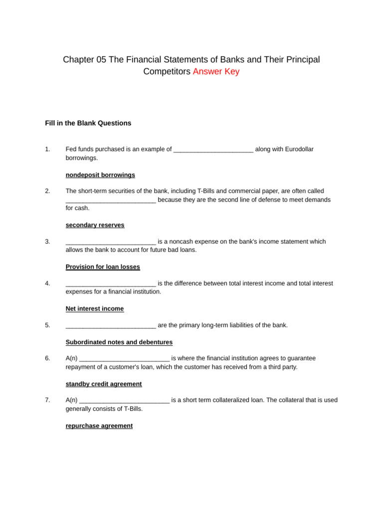 C5 - Bank BS & IS - Rose | PDF | Loans | Banks