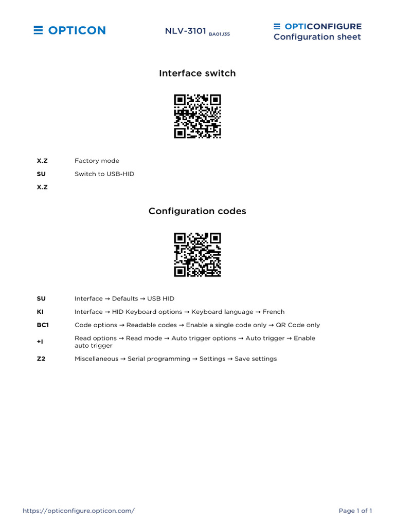 Opticon NLV-3101 (Opticonfigure) | PDF