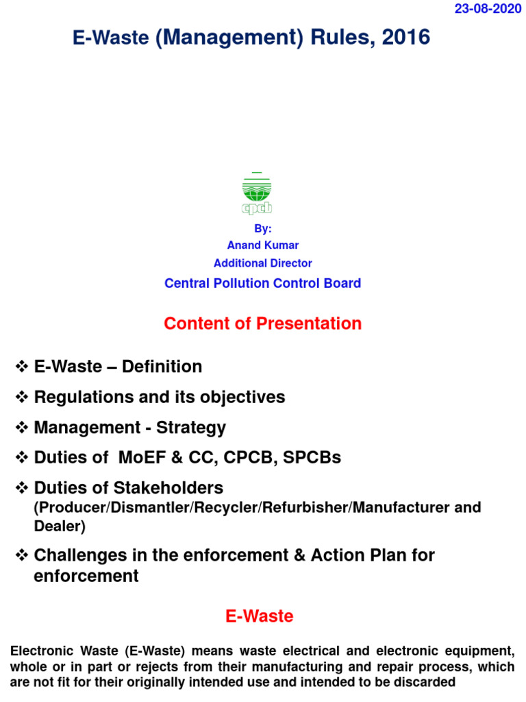 E-waste Management Rules | PDF | Electronic Waste | Secondary Sector Of ...