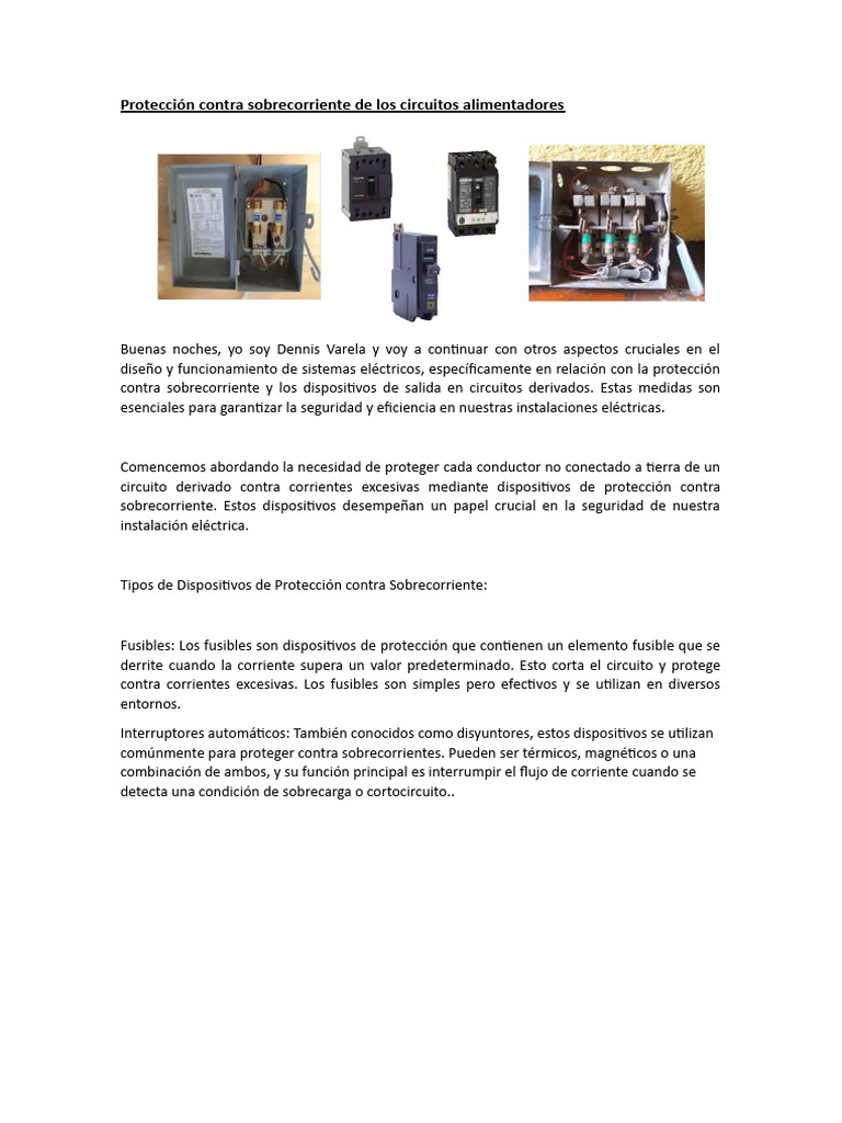 Protección Contra Sobrecorriente de Los Circuitos Alimentadores | PDF