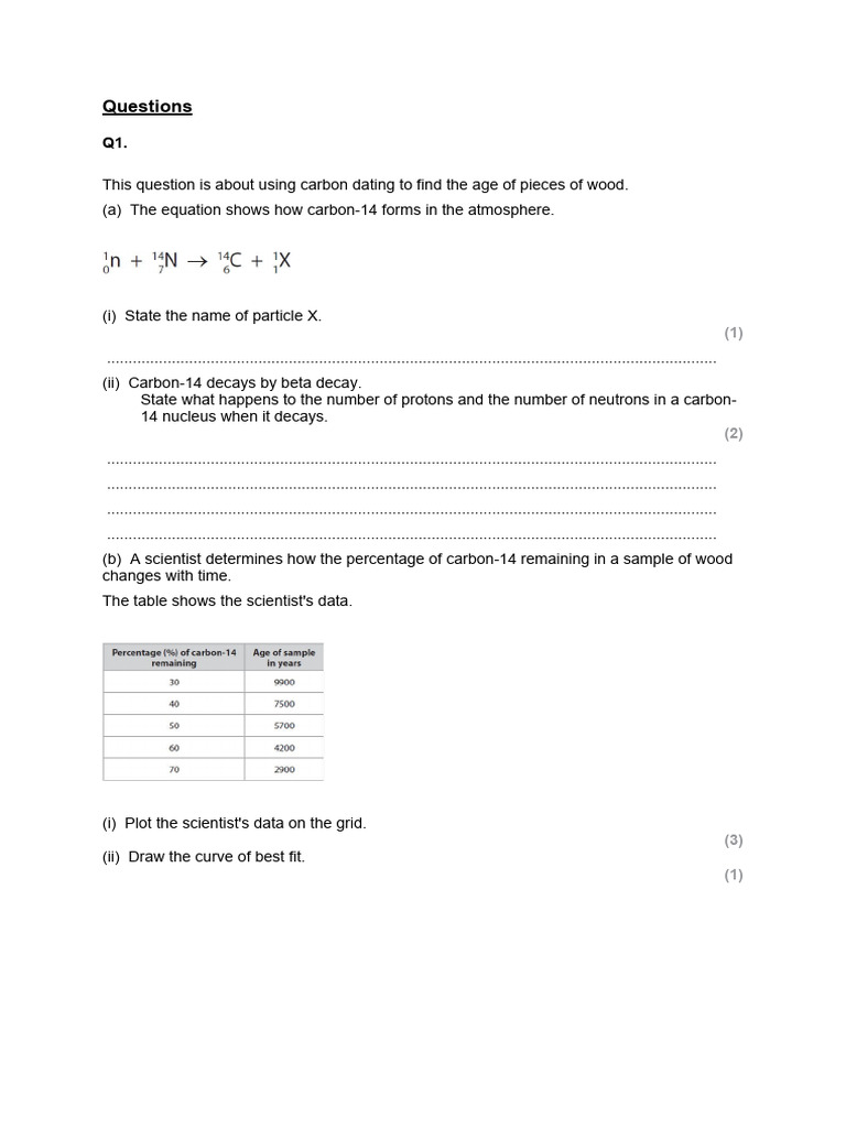 Physics IGCSE Practice Questions Radioactivity With Answers | PDF ...