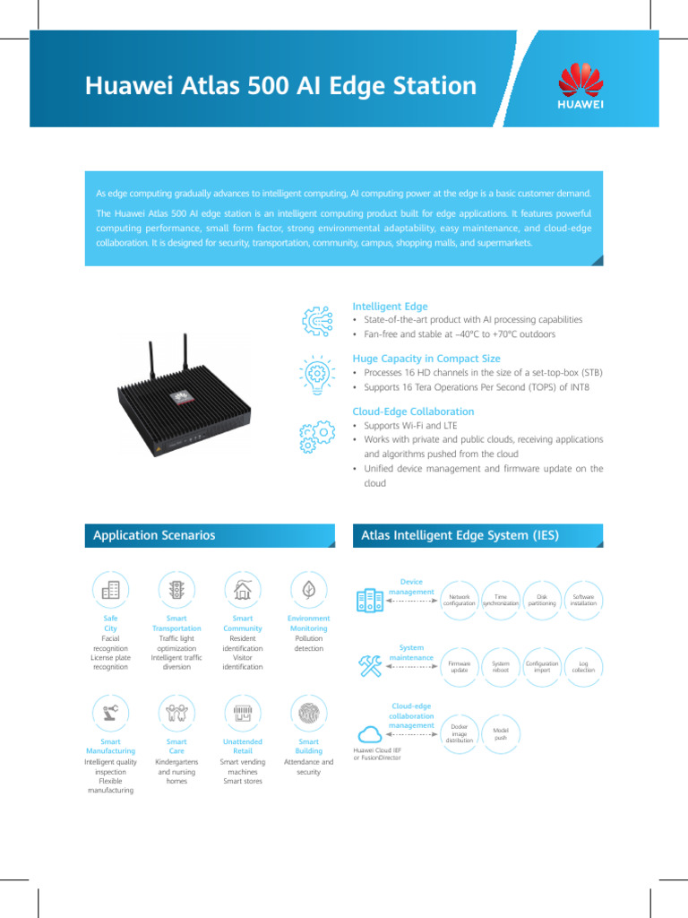 Huawei Atlas 500 AI Edge Station Data Sheet | PDF | Hard Disk Drive | Cloud Computing