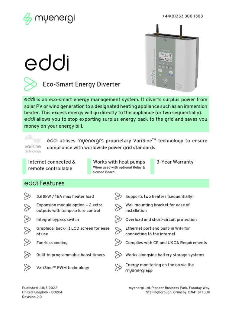 Eddi 2.1 Datasheet Rev 2.0 June 2022 | PDF | Mains Electricity ...