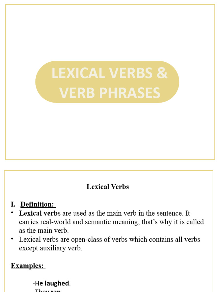 6&7. Lexical Verbs and Verb Phrase | PDF | Lexical Semantics | Verb