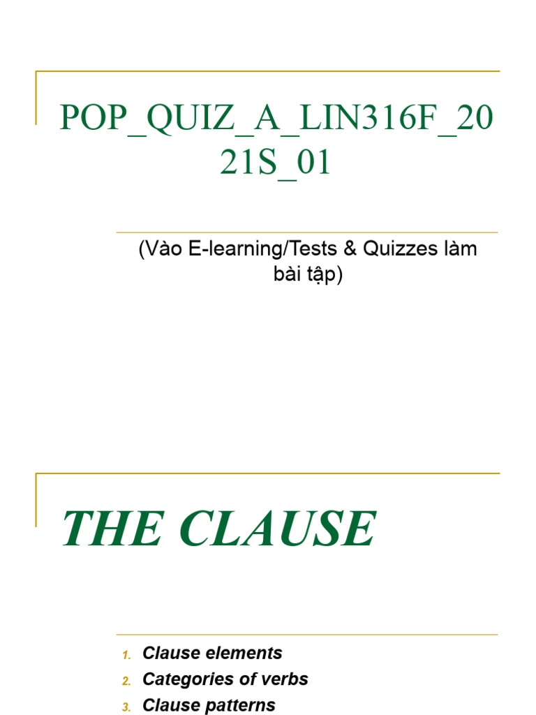 8&9.the Clause & Structure of Clause Elements | PDF | Clause | Verb