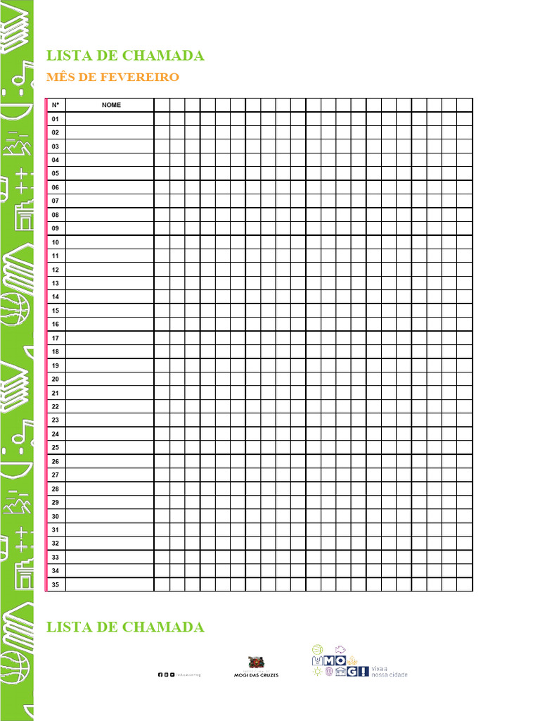 LISTA DE CHAMADA Atualizada | PDF