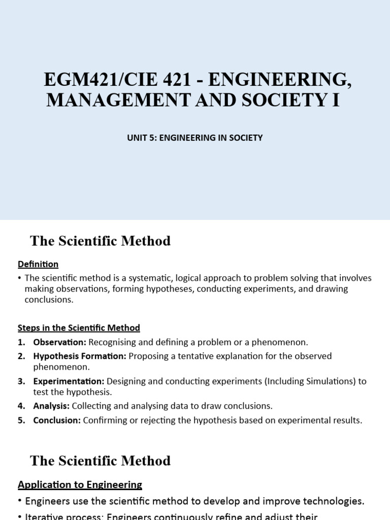 EGM421 and CIE 421 - Engineering in Society | PDF | Scientific Method ...