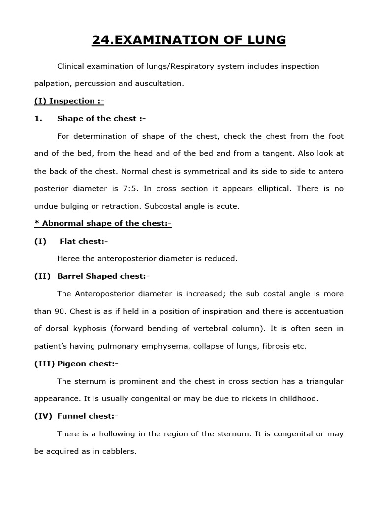 Clinical examination of respiratory system | PDF | Thorax | Lung