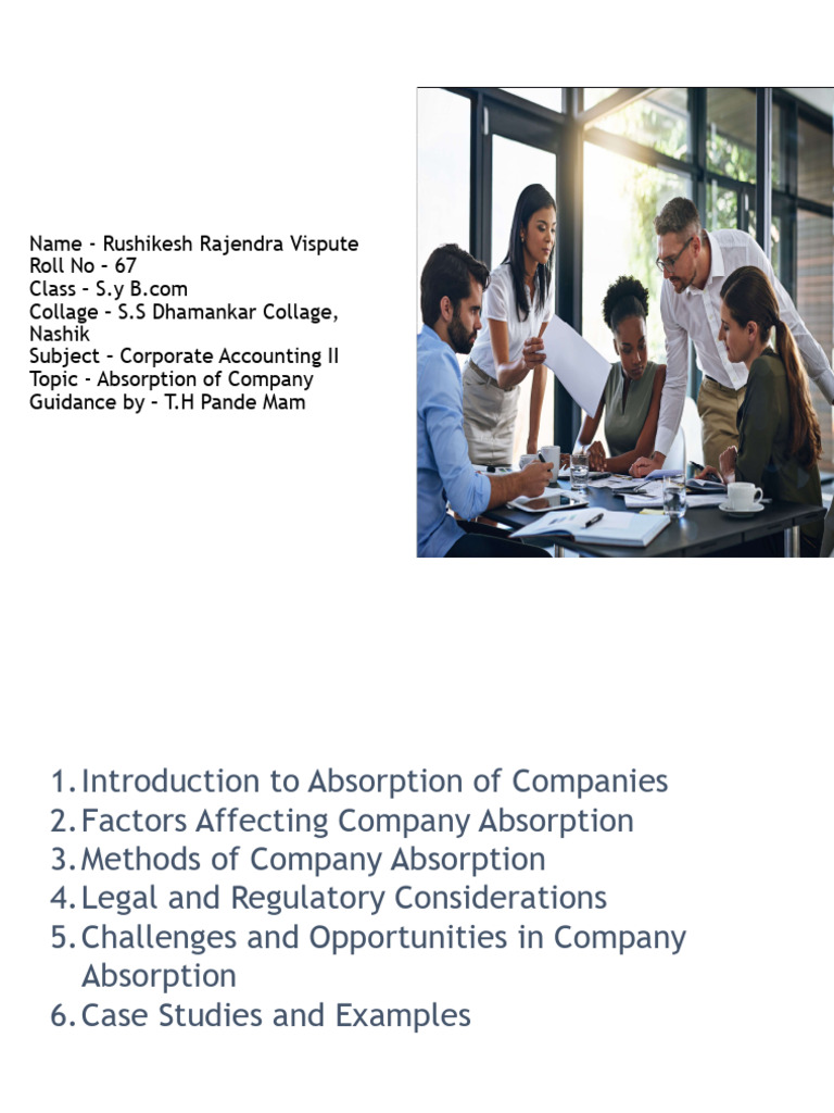 Understanding Company Absorption | PDF | Mergers And Acquisitions ...
