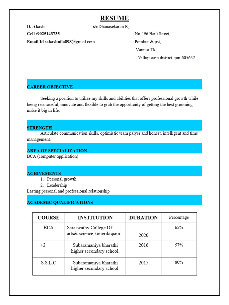 D. Akash Resume | PDF