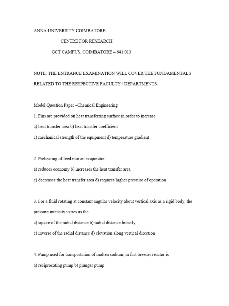 Anna University PHD Entrance Question Papers | PDF | Electric Motor ...