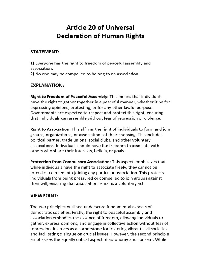 Article 20 of UDHR-2 | PDF | Justice | Crime & Violence