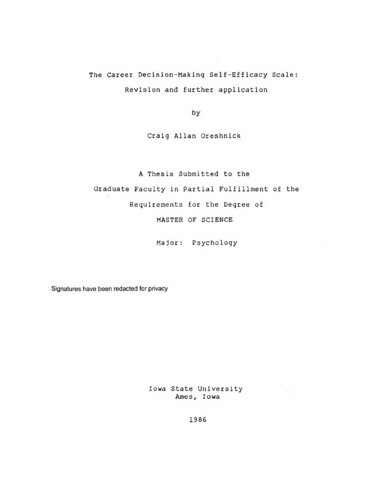 Career Decision-Making Self-Efficacy Scale | PDF | Self Efficacy | Decision Making