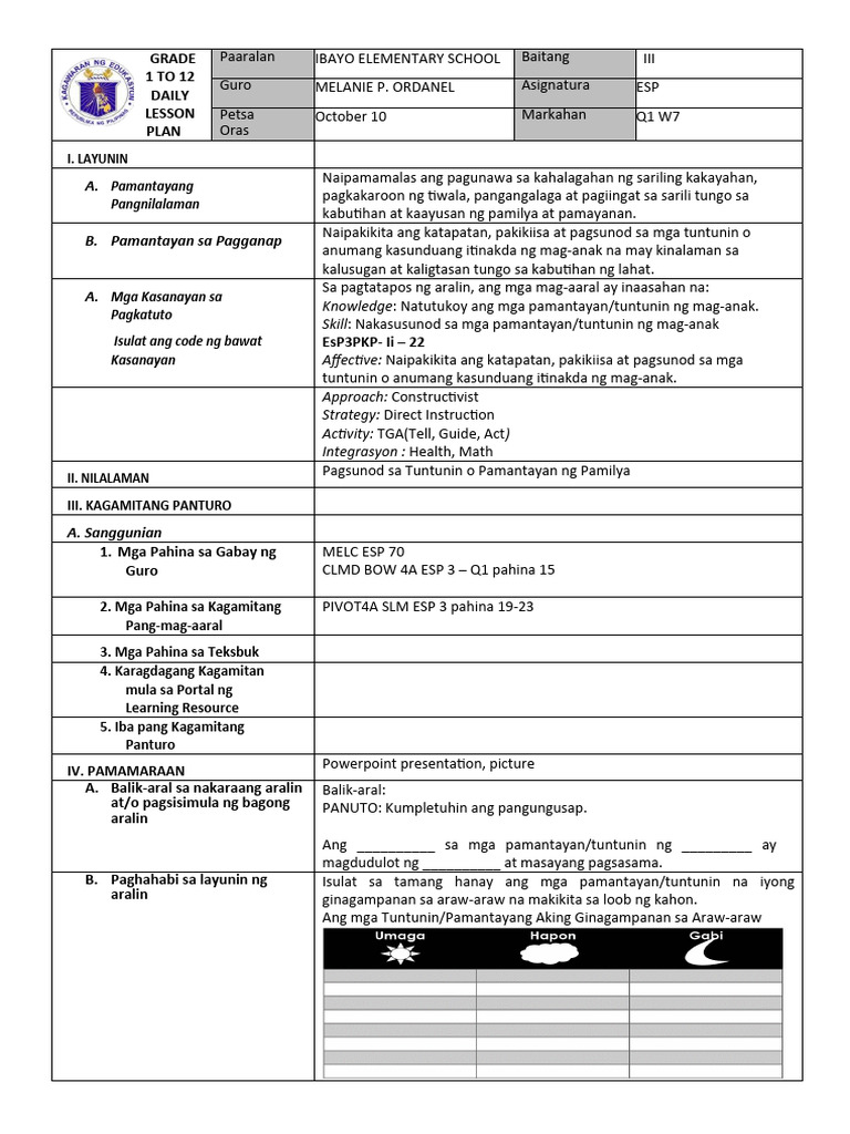 DLP - ESP 3 - Q1 WK7 - Day2 | PDF