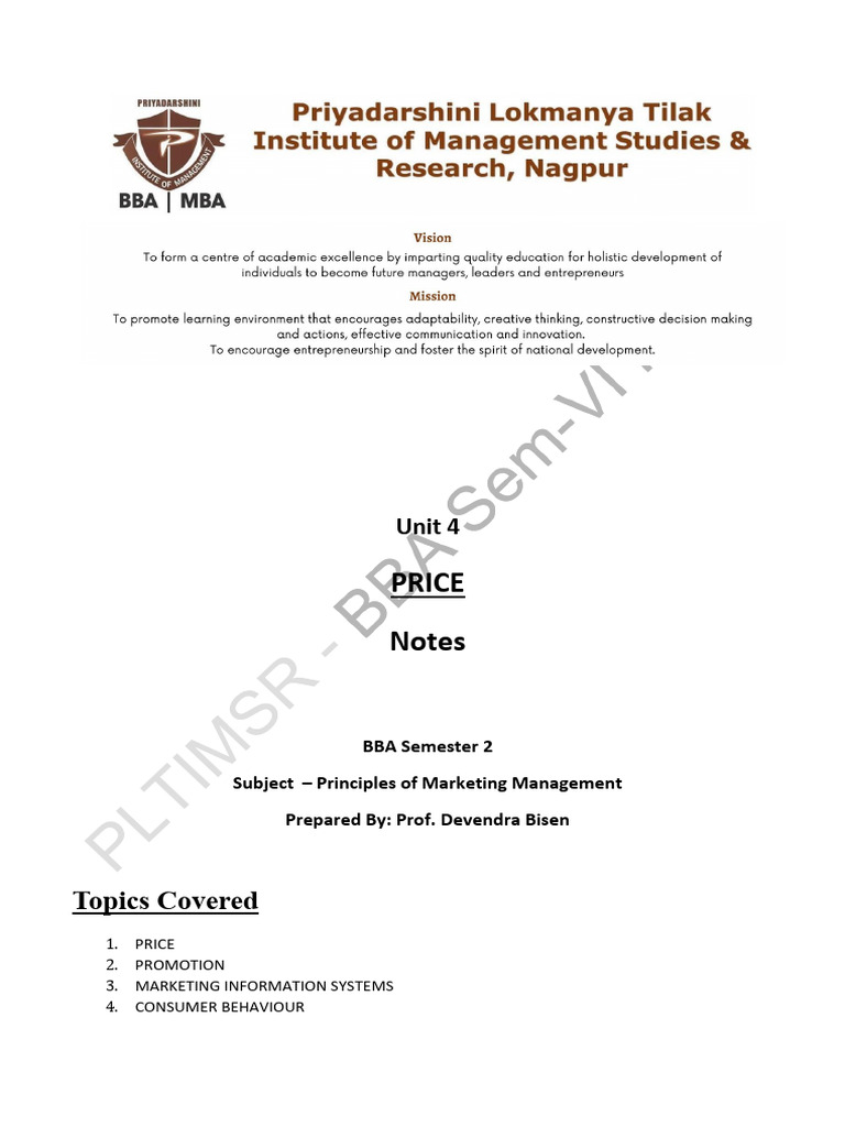 Unit 4 Price | PDF | Pricing | Marketing