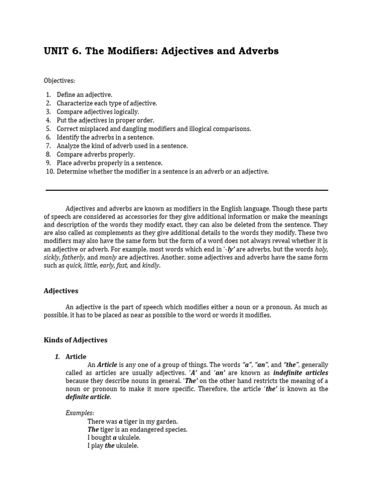 SEE 5 Unit 6 | PDF | Adverb | Adjective
