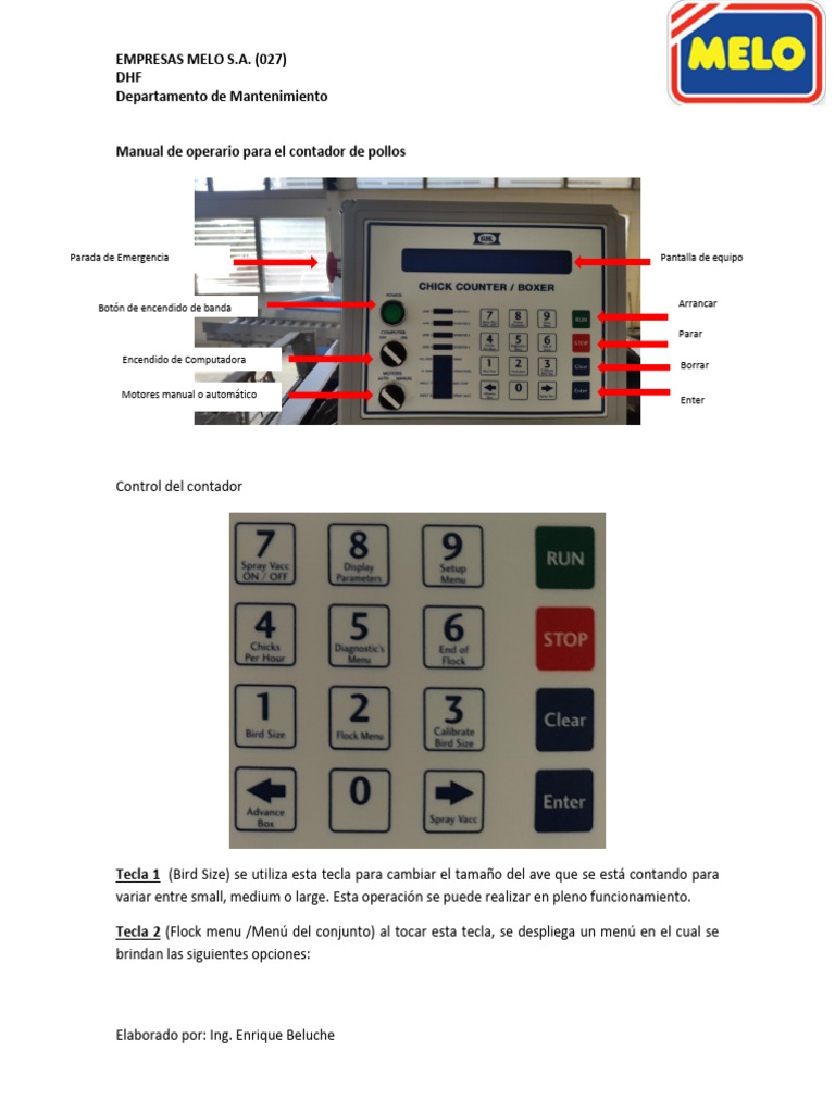 Manual de Operario Para El Contador de Pollos | PDF | Lavadora | Calor