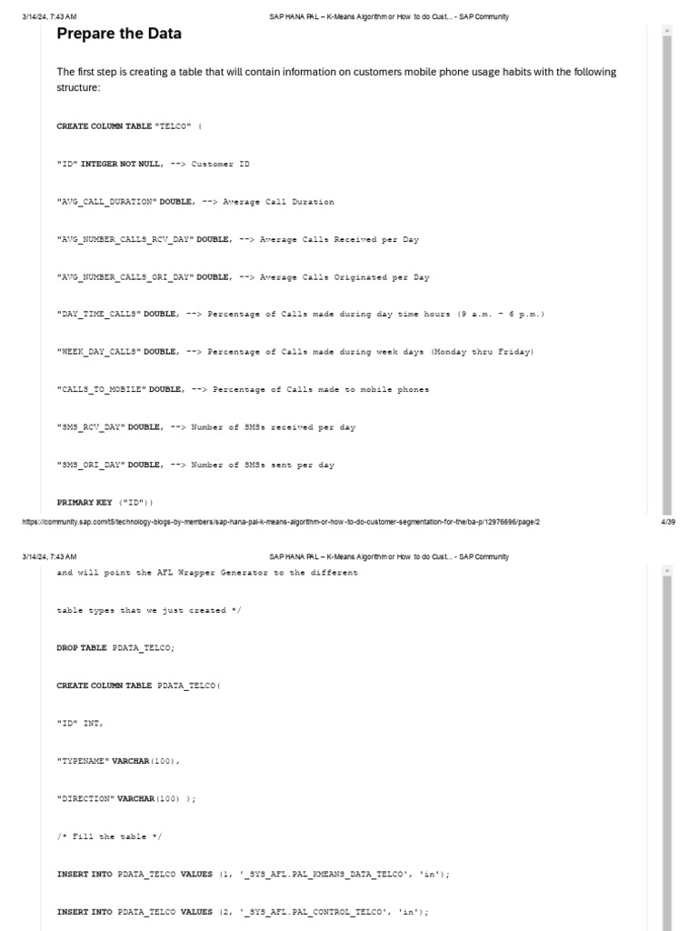 Sap Hana Pal K Means Algorithm Or How To Do Cust Sap Community 1 Pdf Cluster Analysis 4359