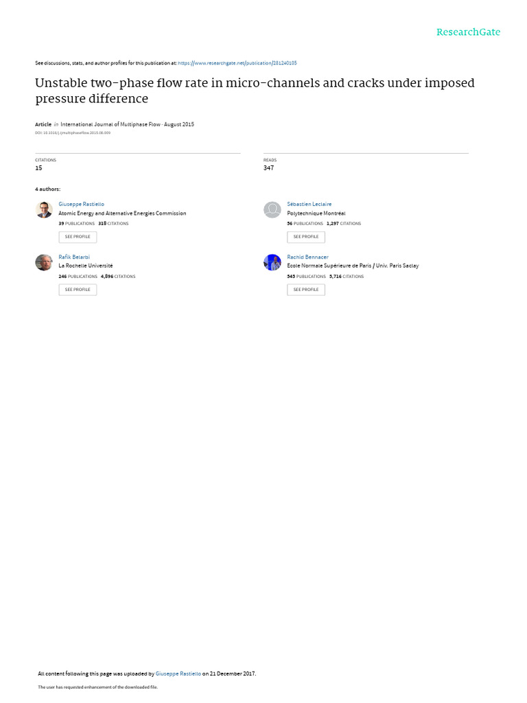 Unstable Two-Phase Flow Rate in Micro-Channels and | Download Free PDF ...
