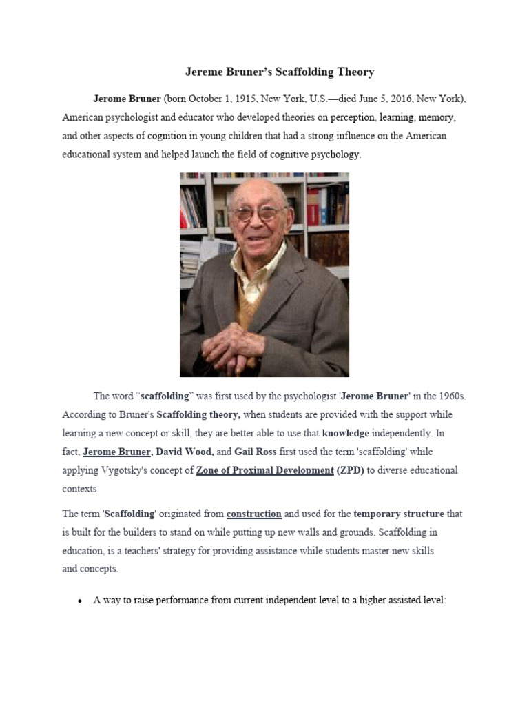 Bruner's Scaffolding Theory Explained | PDF | Mental Processes ...