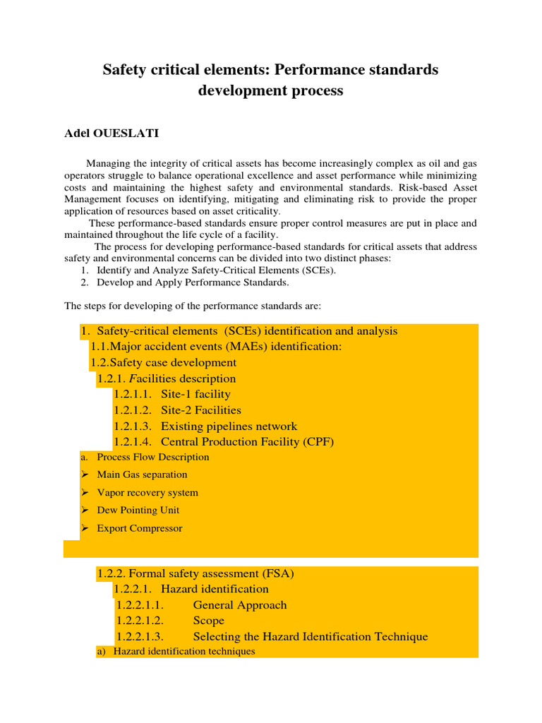 Safety Critical Elements Performance Standards | PDF | Occupational ...