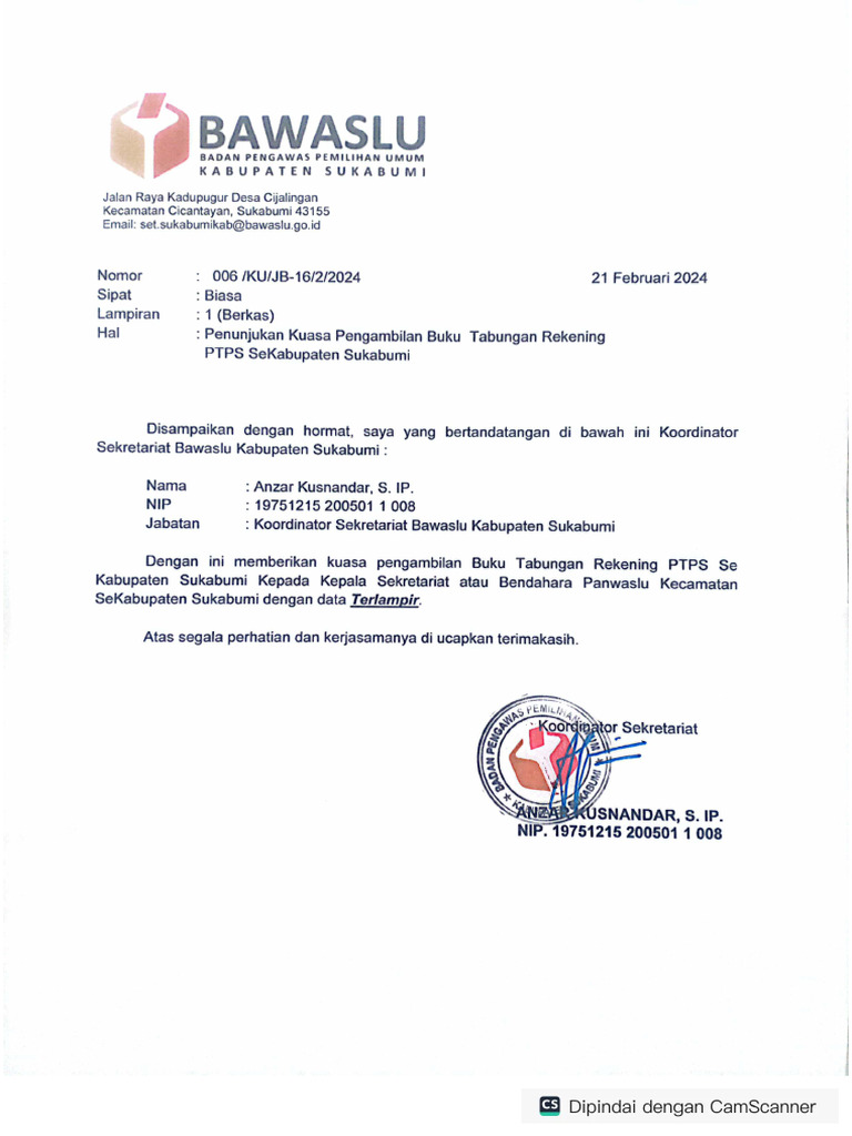 Surat Kuasa Penunjukan Pengambilan Butab Ptps | PDF