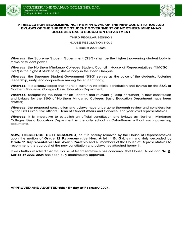 H Res-3 | PDF | Constitutional Law | Political Charters