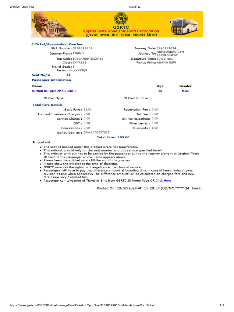 GSRTC | PDF | Fare | Public Transport