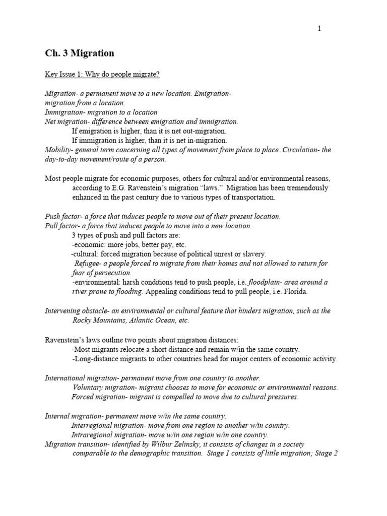 AP Hug Outline Ch. 3 | Download Free PDF | Human Migration | Immigration