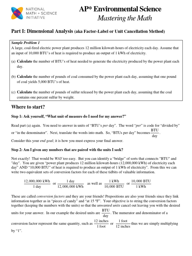 APES Mastering The Math - RESOURCE | PDF | British Thermal Unit ...