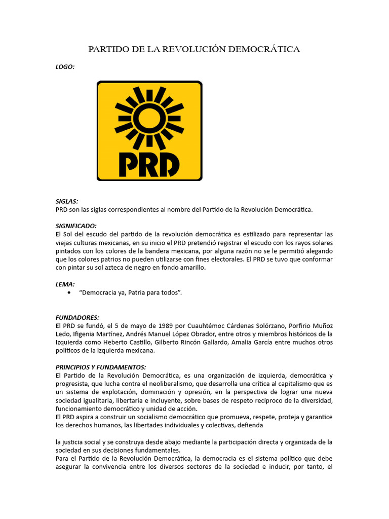 Informe PRD | PDF | Partido Revolucionario Institucional | Partidos ...
