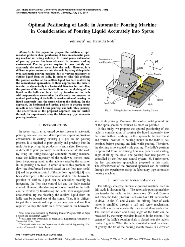 Optimal Positioning of Ladle in Automatic Pouring Machine in ...