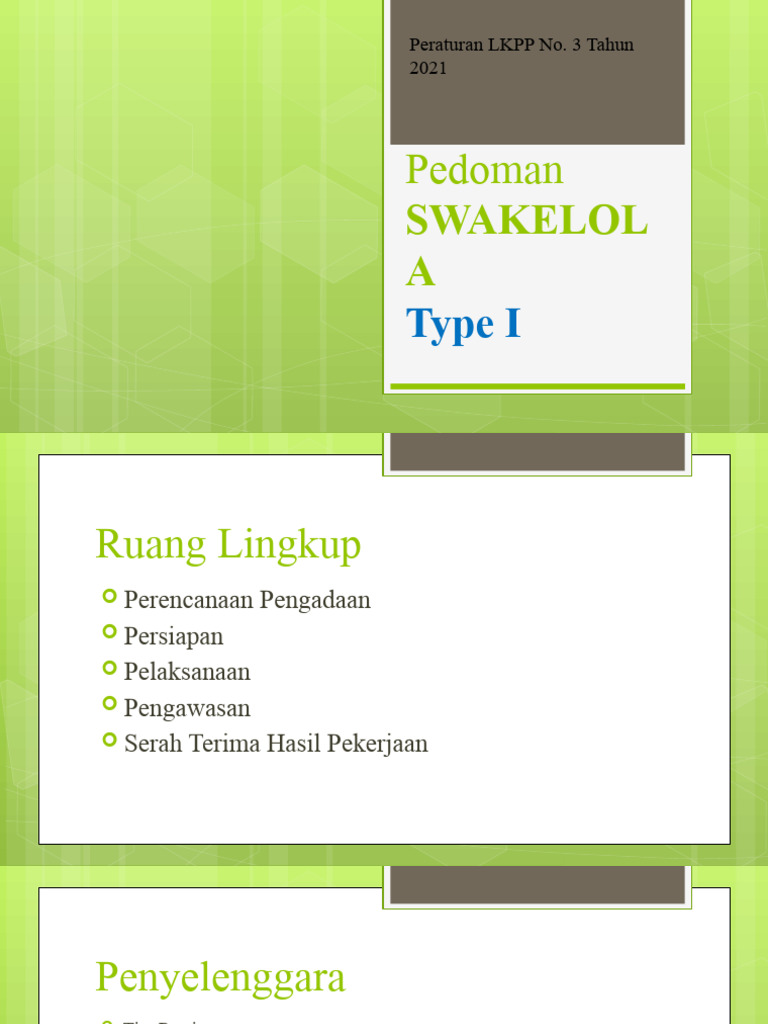 Pedoman SWAKELOLA Type I | PDF | Bisnis | Pengelolaan Keuangan & Uang
